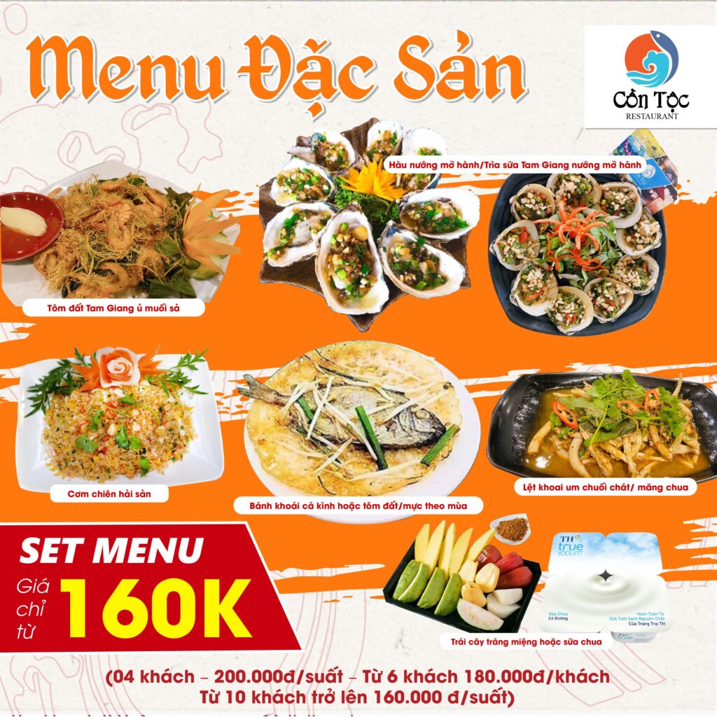 Menu đoàn du lịch - Nhà Hàng Cồn Tộc